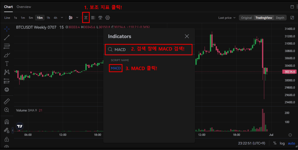 OKX 차트 설정 및 보조 지표 설정 방법 최신 버전